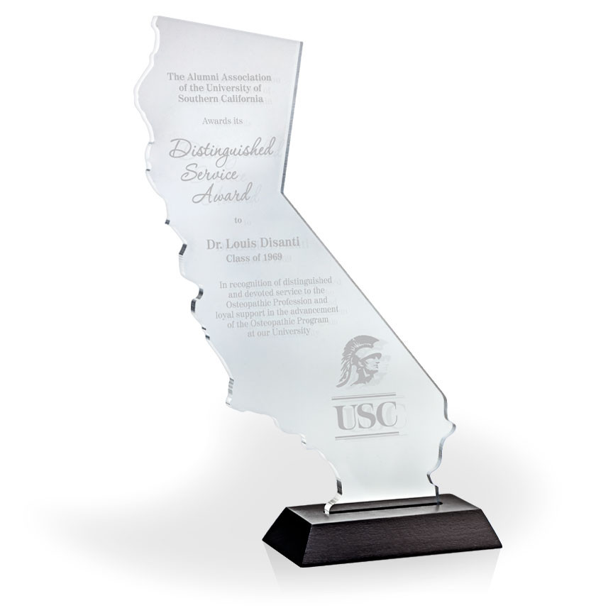 California Award with Black Wood Base - Engraved | Acrylic Awards ...