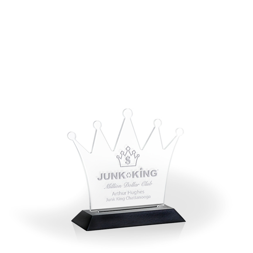 Crown Award with Black Wood Base, Medium - Engraved | Acrylic Awards ...