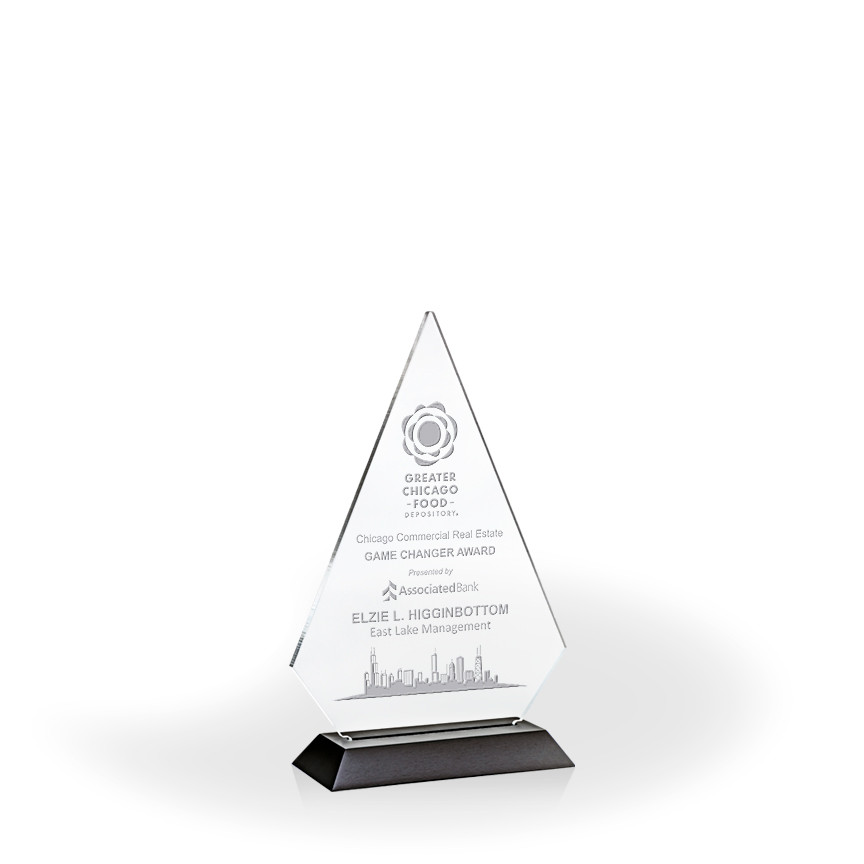 Brilliant Diamond Award with Black Wood Base, Medium - Engraved ...
