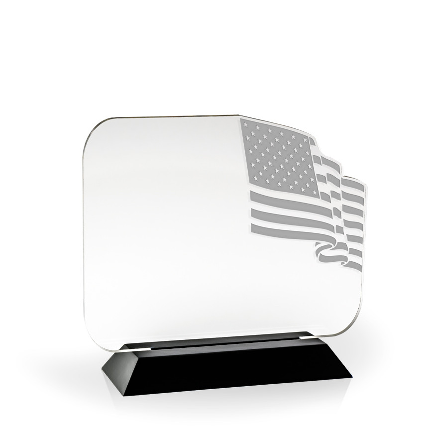 American Flag Award with Black Wood Base - Engraved | Acrylic Awards ...