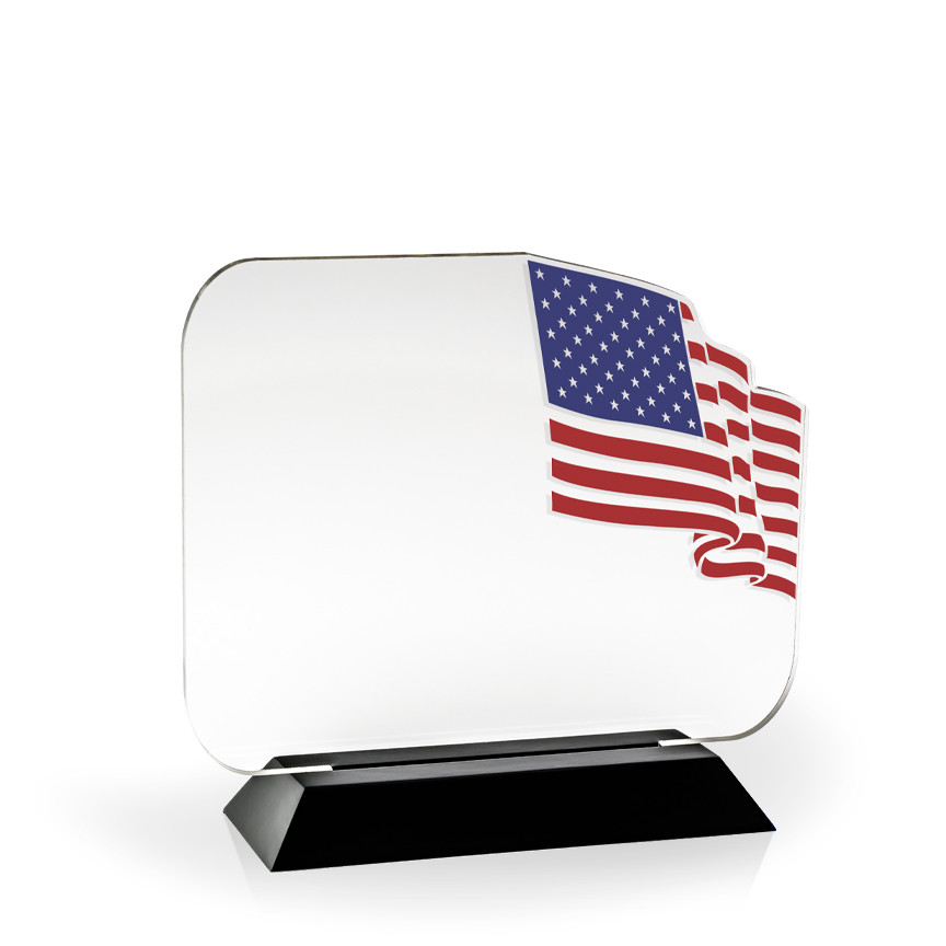 American Flag Award with Black Wood Base - UV Printed | Acrylic Awards ...