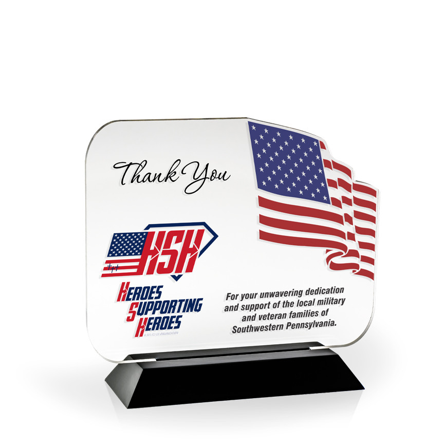 American Flag Award with Black Wood Base - UV Printed | Acrylic Awards ...
