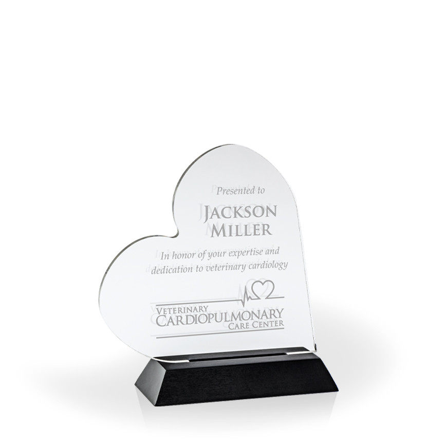 Heart Award with Black Wood Base - Engraved | Acrylic Awards | Creative ...