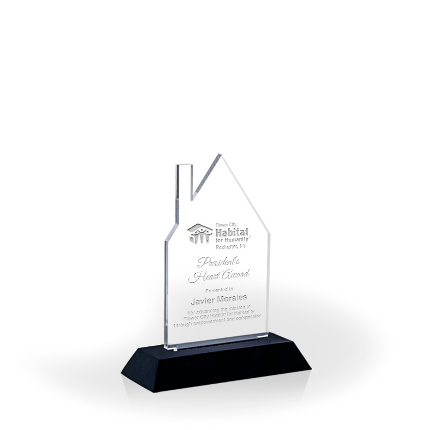 Homestead Award with Black Wood Base, Large - Engraved | Acrylic Awards ...
