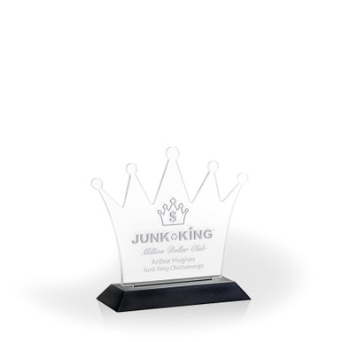 Crown Award with Black Wood Base, Medium - Engraved | Acrylic Awards ...