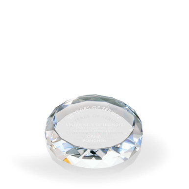 Round Gem-Cut Crystal Paperweight - Large