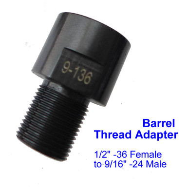 Barrel Thread Converter / Adapter to convert 1/2" - 36 to 9/16"-24 Male ...