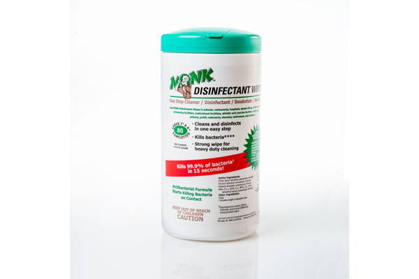 Monk Disinfectant Wipes, Lemon Breeze, 80 sheets, 6 canisters per case - Y-pers, Inc.
