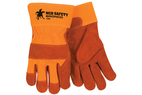 Bronco® Brown Leather, Yellow Fabric, Rubberized Safety Cuff - Y-pers, Inc.