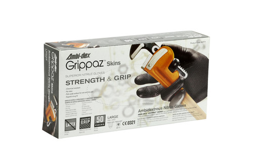 Grippaz™ Skins Superior Ambidextrous Nitrile Glove with Textured Fish ...