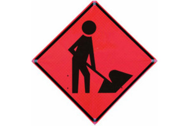36" Men Working Symbol Reflective Sign, Vinyl - Y-pers, Inc.