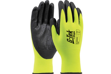 G-Tek® Seamless Knit Hi-Vis Polyester Glove with Nitrile Coated Foam ...