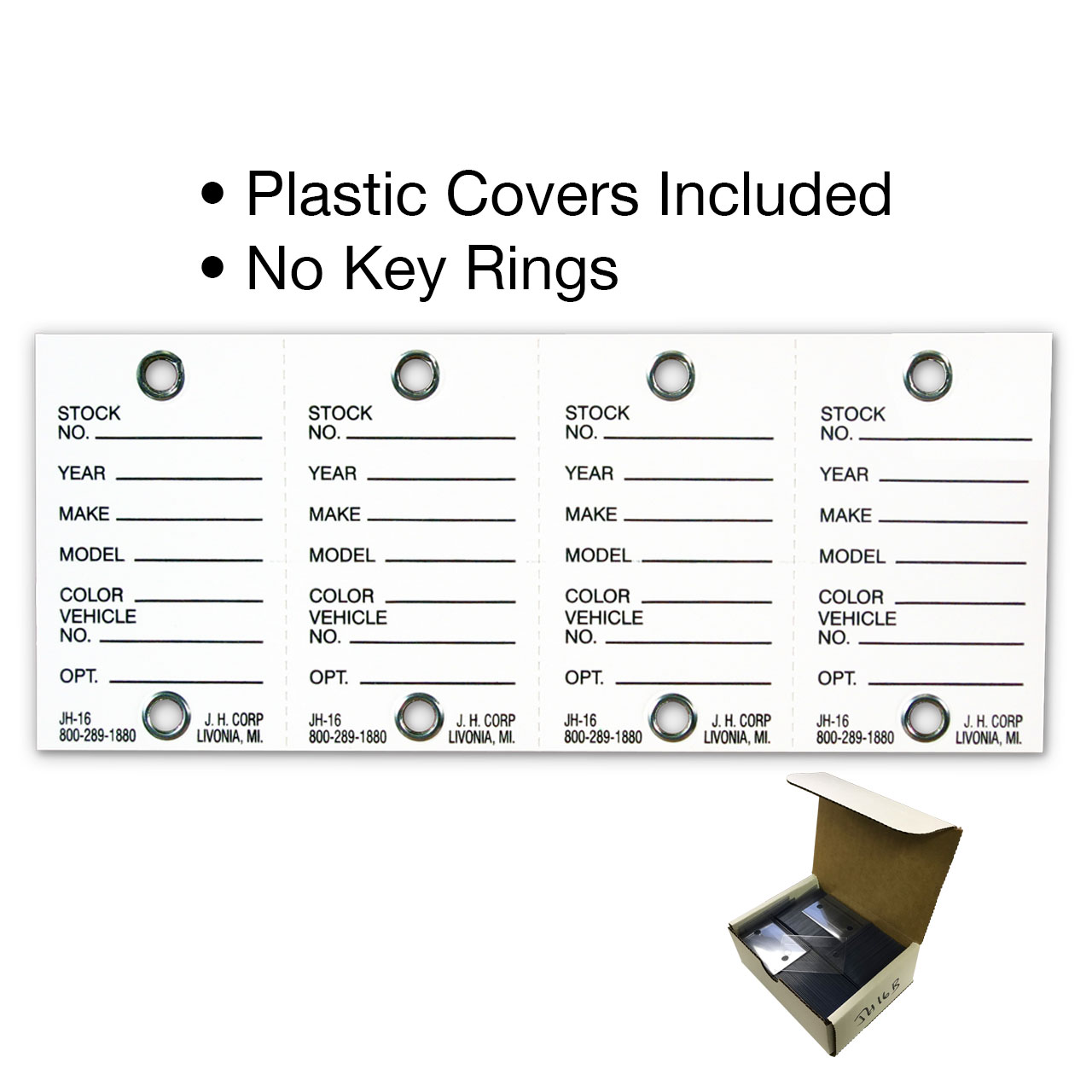 Heavy Duty Card Stock Key Tags with Plastic Covers, NO RINGS