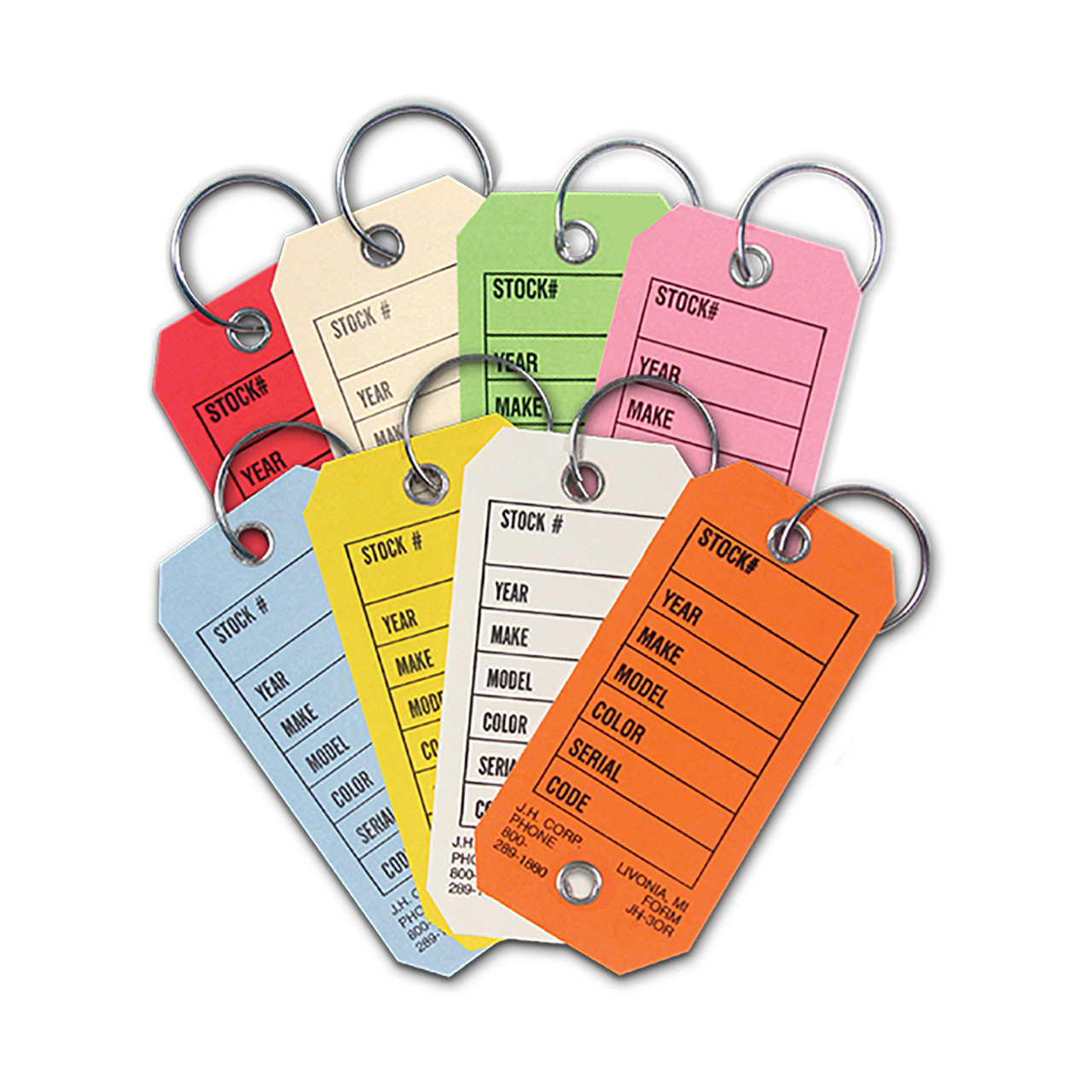Inventory Color Key Tags w/ Key Rings