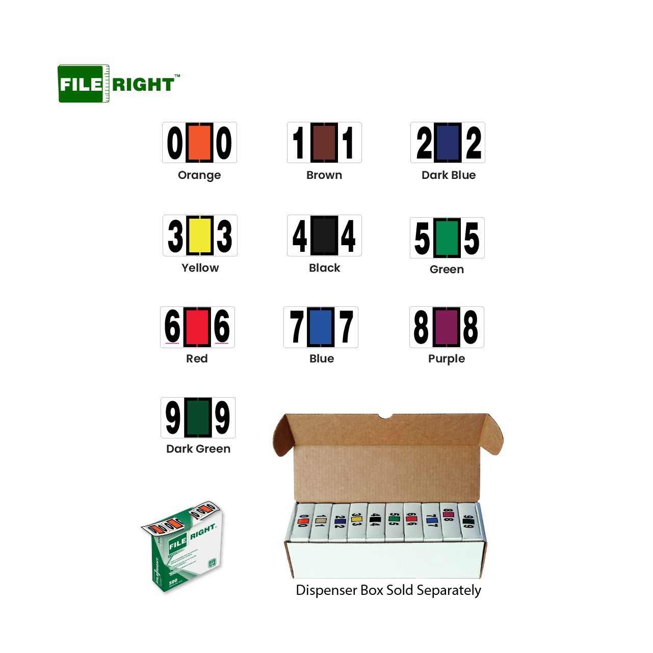 File Right Number Labels - Roll Full Sets