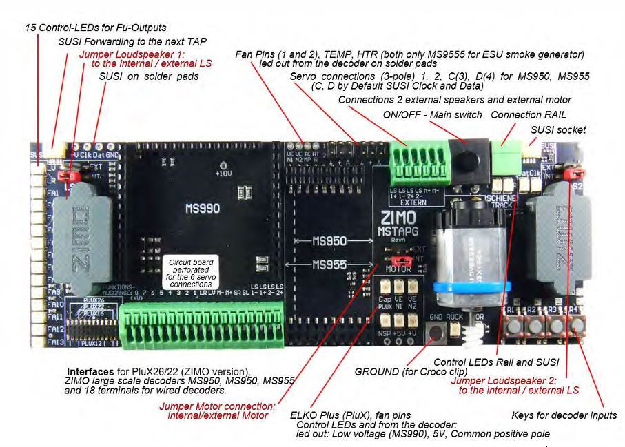 ZIMO MSTAPG DCC Decoder Test and Connector Board - Large Scale
