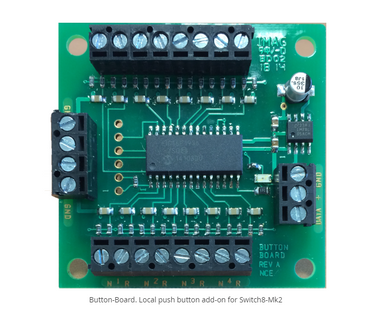 NCE DCC Button-Board - Local Push Button Add-On For Switch8-Mk2