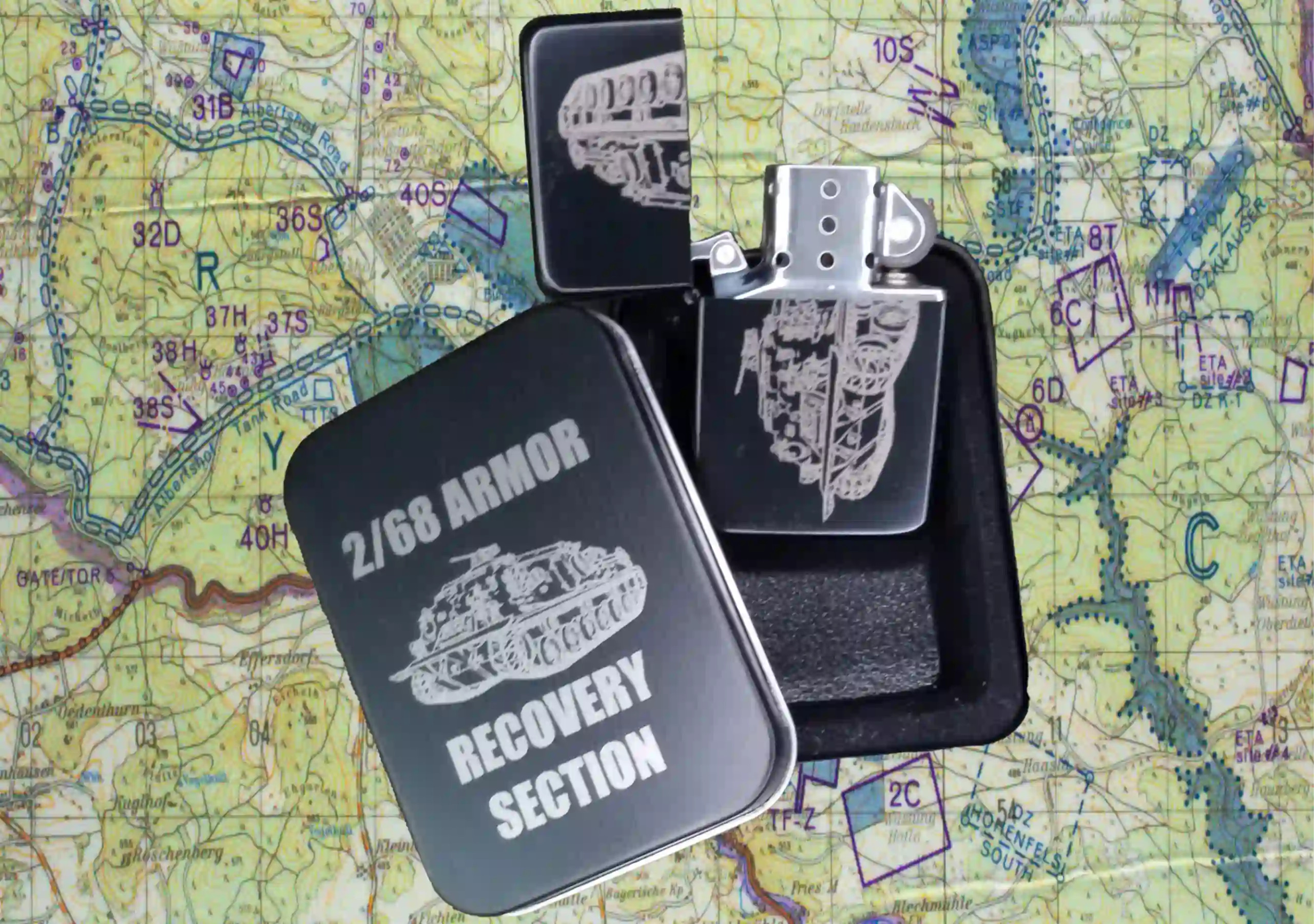 Laser Engraved Lighter with Army Vehicle