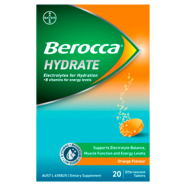 Berocca Hydrate Orange 20 Effervescent Tablets | Blooms The Chemist