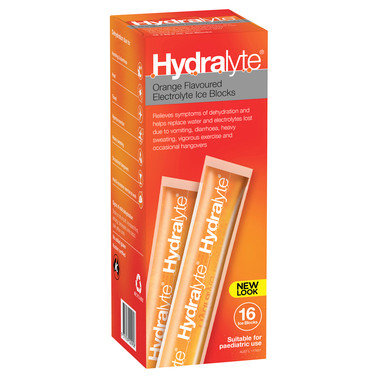 Hydralyte Electrolyte Ice Blocks Orange - 16 Pack | Blooms The Chemist