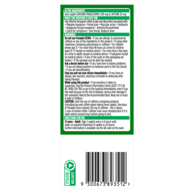 Panadol Extra Optizorb Paracetamol 500/65mg 48 Caplets | Blooms The Chemist