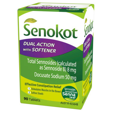 Senokot Dual Action with Softener for Effective Constipation Relief 90 ...