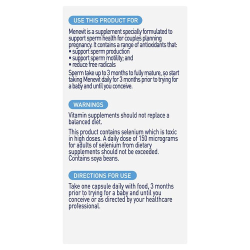 Menevit Menevit Cap 30 | Blooms The Chemist