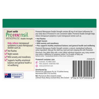 Promensil Menopause Double Strength 30 Tablets | Blooms the Chemist