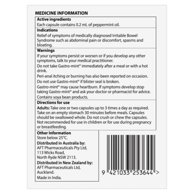 Gastro-Mint Capsules, 60 Capsules | Blooms The Chemist