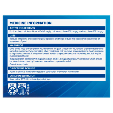 Gout Shield Effervescent Sachets 3.2g 28 Pack | Blooms The Chemist