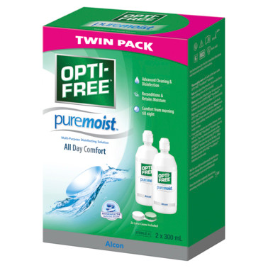 Opti-Free PureMoist Contact Lens Solution Twin Pack 300ml x 2 | Blooms ...