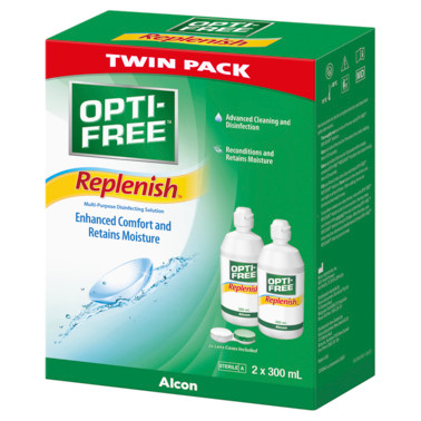 Opti-Free Replenish Contact Lens Solution Twin Pack 300ml x 2 | Blooms ...