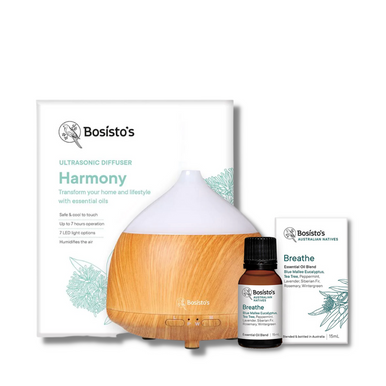 Bosistos Harmony Diffuser & Australian Natives Breathe Oil 15ml