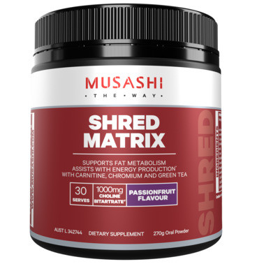 Musashi Shred Matrix Passionfruit 270g | Blooms The Chemist