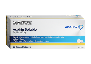 Apo Health Aspirin 300mg 60 Soluble Tablets | Blooms The Chemist