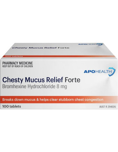 Apo Health Chesty Relief Forte 8mg 100 Tablets | Blooms The Chemist