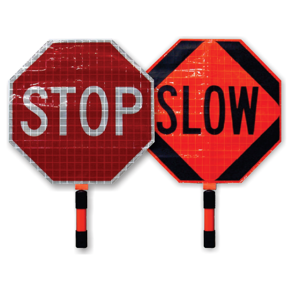 Roll-Up Stop/Slow SuperBright Paddles for Emergency Traffic Control