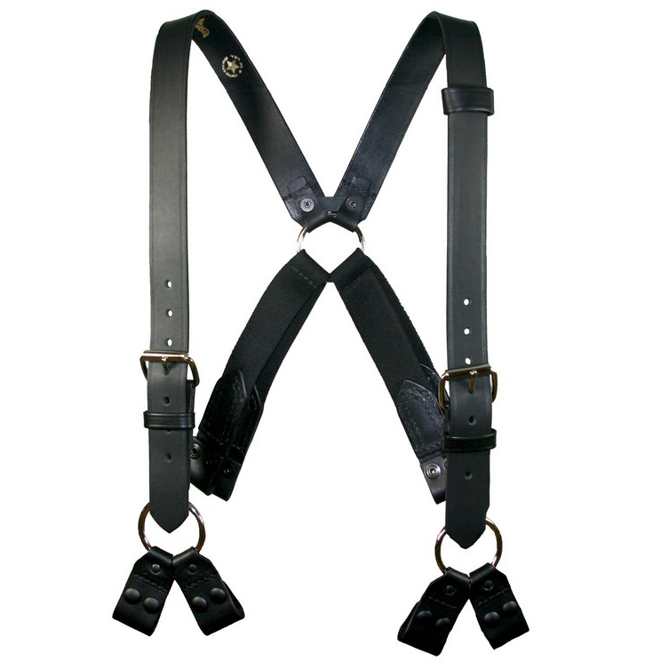 Boston Leather Fireman's Leather Suspenders 8 Point Loop Attachment