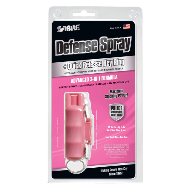 Sabre Key Ring Self Defense Spray with Quick Release