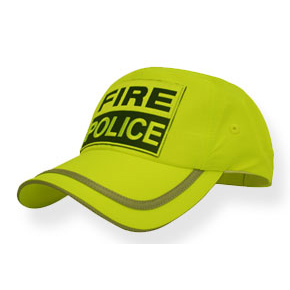 Fire-Police Hat, Hi-Vis Neon Yellow with Reflective Silver Taping
