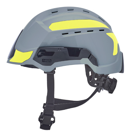 XR2 Technical Rescue Helmet, Vented, Gray with Yellow Textile Trim