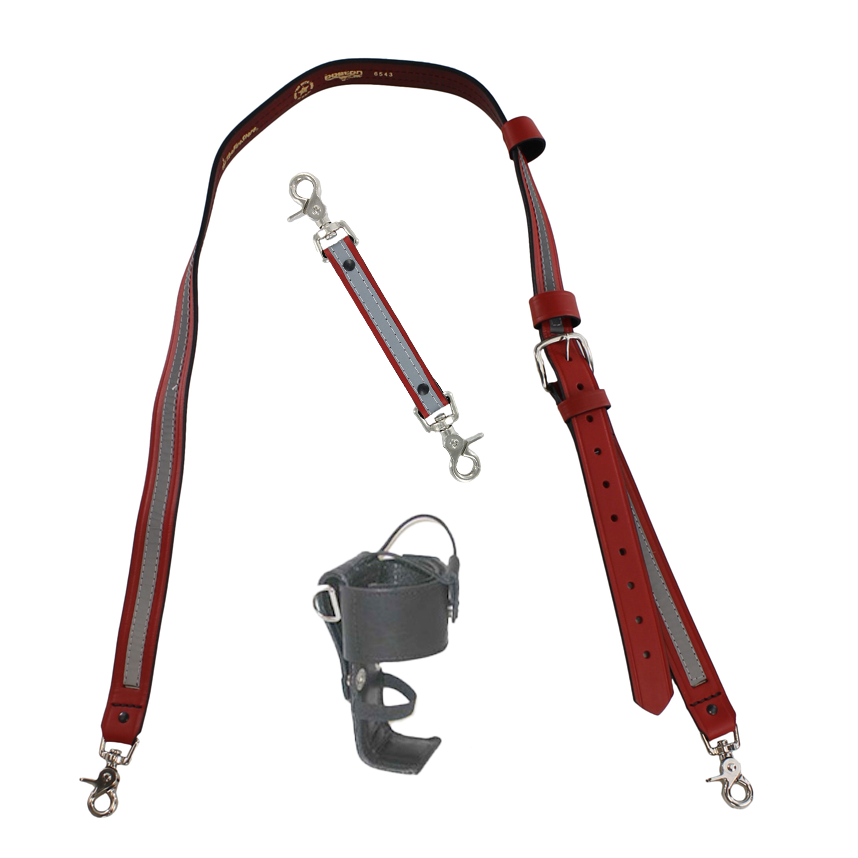 Boston Leather Red Reflective Leather Radio Strap, Leather Holder ...