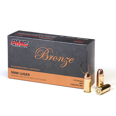 PMC Bronze, 9MM LUGER, 115 grain, JHP, Box of 50