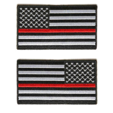 "Thin Red Line" USA Flag Patch, Subdued, w/ Velcro