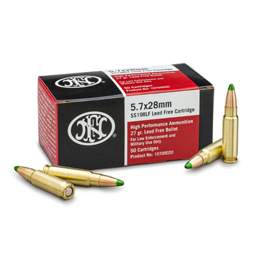 FN Ammunition, SS198LF, Green Tip, Lead Free, 5.7x28, 27 Grain, Case of ...