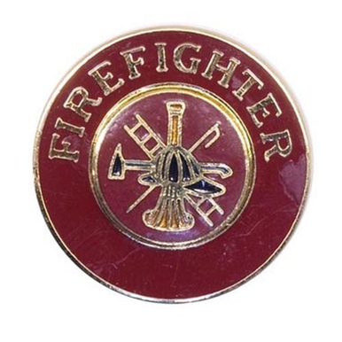 Red-Enameled, Gold-Finished Firefighter Collar Insignia Pin
