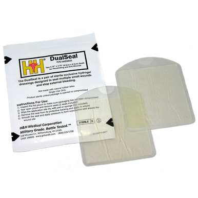 H&H Medical DualSeal, Two 3.75" x 3.75" Chest Seals
