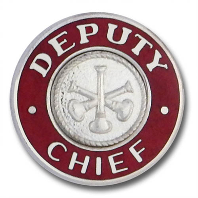 Silver Deputy Chief Collar Insignia Pin with 3 Bugles
