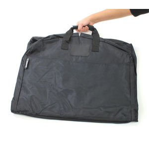 Strong Leather Ballistic Nylon Garment Bag, Black