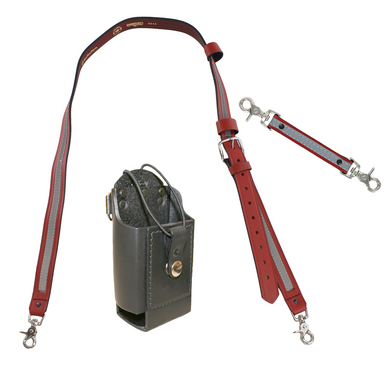 Boston Leather Red Leather Radio Strap, Holder and Anti-Sway Strap